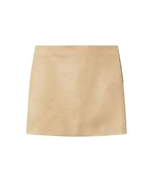 Veronica De Piante Cecily Skirt In Mix Oil Leather, Natural Beige