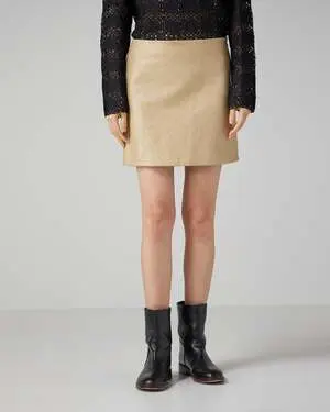 Veronica De Piante Cecily Skirt In Mix Oil Leather - Natural