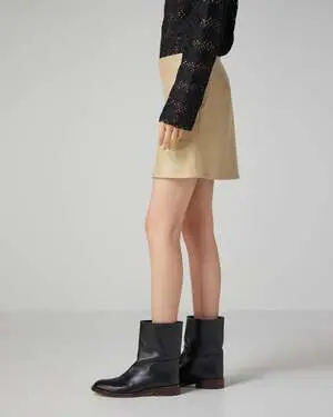 Veronica De Piante Cecily Skirt In Mix Oil Leather - Natural