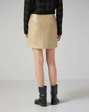 Veronica De Piante Cecily Skirt In Mix Oil Leather - Natural