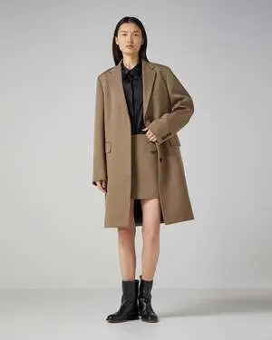 Veronica De Piante Arlo Coat In Wool Twill, Mocha - Beige