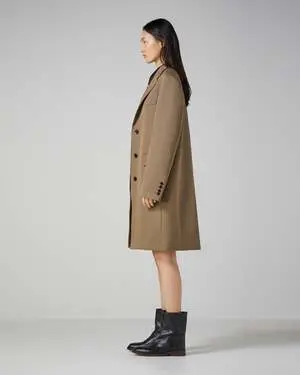 Veronica De Piante Arlo Coat In Wool Twill, Mocha - Beige