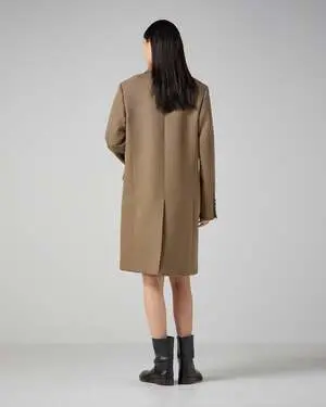 Veronica De Piante Arlo Coat In Wool Twill, Mocha - Beige
