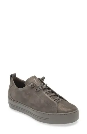 Paul Green Wisdom Leather Sneakers - Iron Metallic Suede