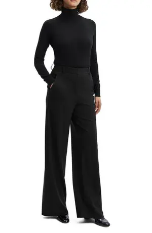 Theory High-waisted Wide Leg Double Knit Pants - Blk