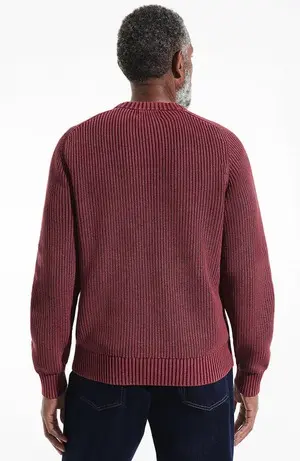 LANDS' END Drifter Cotton Crewneck Sweater - Burgundy Spritz