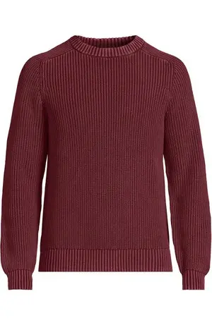 LANDS' END Drifter Cotton Crewneck Sweater - Burgundy Spritz