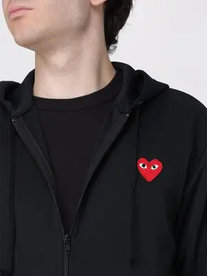 Comme Des Garçons Full-zip Cotton Hoodie With Contrast Logo