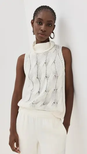 Sablyn Saige B Cashmere Cropped Turtleneck - Gardenia