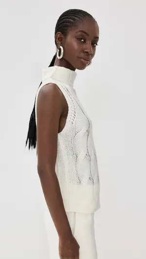 Sablyn Saige B Cashmere Cropped Turtleneck - Gardenia