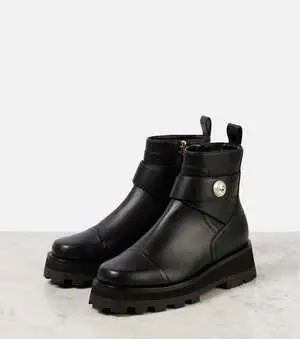 JIMMY CHOO Meena Leather Ankle Boots - Black