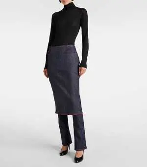 Alaïa Denim Skirt Pants - Blue