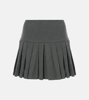 Norma Kamali Pleated Cotton-blend Miniskirt
