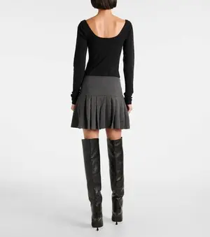 Norma Kamali Pleated Cotton-blend Miniskirt