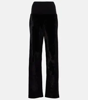 Alaïa Velvet Straight Leg Trousers - Black