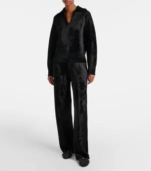Alaïa Velvet Straight Leg Trousers - Black