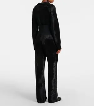 Alaïa Velvet Straight Leg Trousers - Black