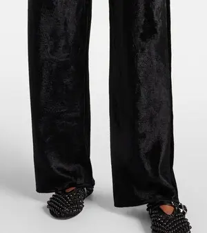Alaïa Velvet Straight Leg Trousers - Black