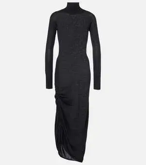 Alaïa Draped Wool Turtleneck Dress