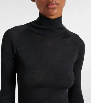 Alaïa Draped Wool Turtleneck Dress