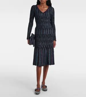 Missoni Pleated Lamé Midi Skirt