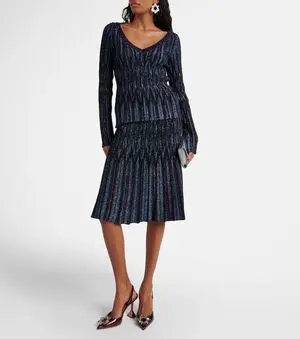 Missoni Pleated Lamé Midi Skirt