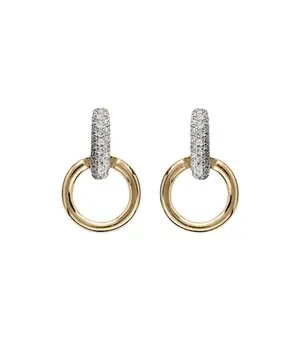 STONE AND STRAND Horsebit 14kt Diamond Earrings - Gold
