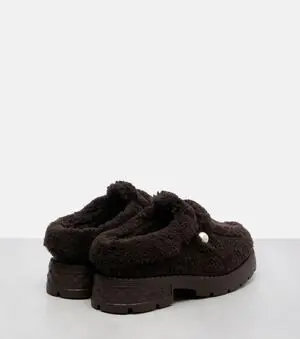JIMMY CHOO Shea Shearling Platform Mules