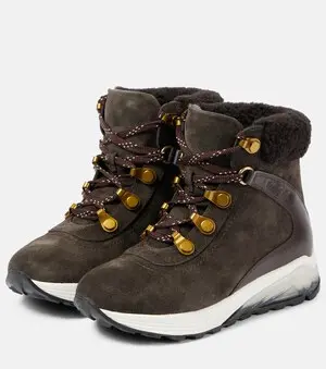 See By Chloé Brett Shearling-trimmed Suede Hiking Boots