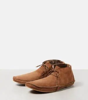 THE ROW Tyler Shearling-lined Suede Moccasins - Brown