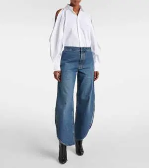 Alaïa High-rise Barrel-leg Jeans - Blue