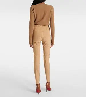 JOSEPH Mid-rise Suede Leggings - Beige