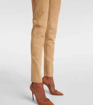 JOSEPH Mid-rise Suede Leggings - Beige