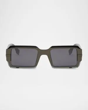 Fendi Fendi Fendigraphy Rectangle Full Rim Sunglasses Blackother Smoke