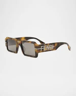 Fendi Fendi Fendigraphy Rectangle Full Rim Sunglasses Blonde Havana Brown