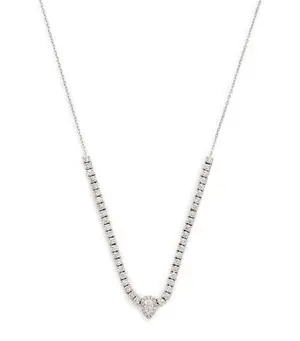 PERSEE Gold And Diamond Pear Tennis Necklace - White