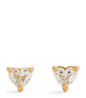 JENNIFER MEYER Yellow And Diamond Edith Heart Earrings - Gold