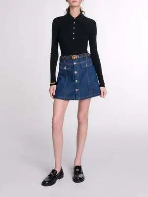 Maje Wool And Silk Bodysuit - Black