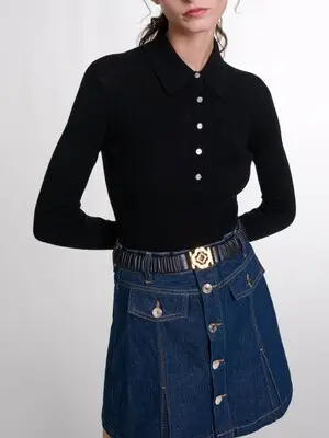 Maje Wool And Silk Bodysuit - Black
