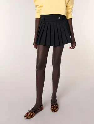 Maje Polyester Pleated Mini Skirt - Black