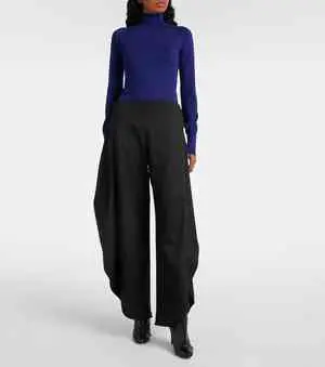 Alaïa Sheer Turtleneck Wool Bodysuit