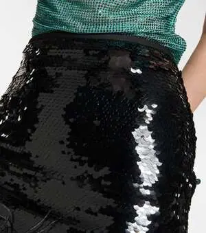 Giuseppe Di Morabito Feather-trimmed Sequined Miniskirt - Black