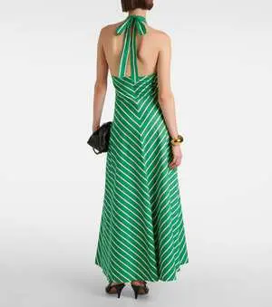 Staud Dawn Striped Cotton Poplin Maxi Dress