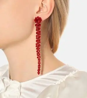 Simone Rocha Crystal Dangle Earrings - Red