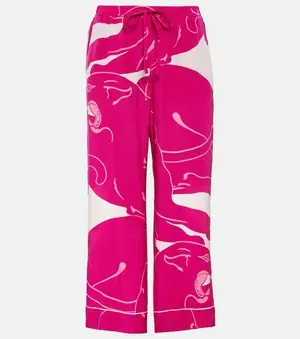Valentino Garavani Panther Crepe De Chine Pants - Pink