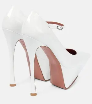 Amina Muaddi Patent Leather Platform Mary Jane Pumps