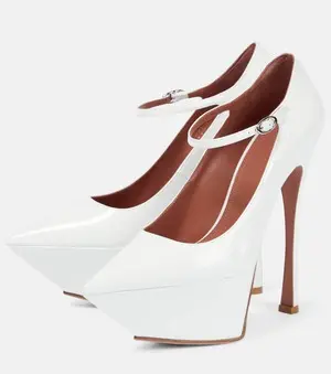 Amina Muaddi Patent Leather Platform Mary Jane Pumps