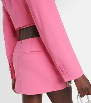 AREA Embellished Cropped Wool Blazer - Pink