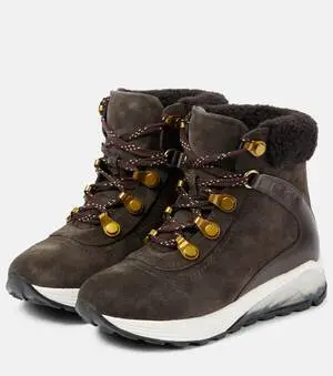 See By Chloé Brett Shearling-trimmed Suede Hiking Boots