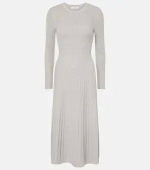 Veronica Beard Nami Knitted Lame Midi Dress - Silver